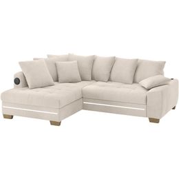 Ecksofa &raquo;Nikita II, L-Form&laquo; RGB-LED, Bluetooth-Soundsystem, wahlweise mit Bett, Bettkasten beige Novaclean Avanti (100% Polyester)