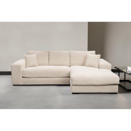 WERK2 Ecksofa »Eden modern und zeitlos, geschmackvolles Sofa, Breite 286cm, L-Form« Design Ecksofa in Cord mit besonders weichem Sitzkomfort Weiß