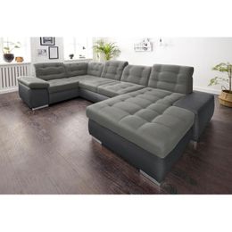 Sit & More SIT&MORE Wohnlandschaft »Ontario U-Form« XXL, wahlweise mit Bettfunktion schwarz/steingrau