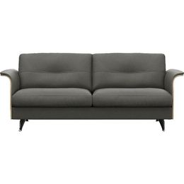 FLEXLUX 2, 5-Sitzer »Glow Sofa, Couch, « Premium-Sitz: Kaltschaum & Federkern, Arml. geölte Eiche, Fuß Alu Warm Mineral Grey
