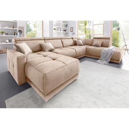 DOMO collection Wohnlandschaft &raquo;Ava moderne Sitzheftung mit toller Doppelnaht, komfortabel, U-Form&laquo; mit Federkern, wahlweise mit Kopfteilverstellungen