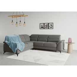 Sit & More SIT&MORE Ecksofa »Sinatra L-Form« optinal mit Kopfteilverstellung und Armteilfunktion, Metallfüße grau