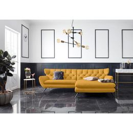 3C CANDY Ecksofa »Beatrice Designsofa in moderner Retrooptik, bequem und extravagant« mit Rückensteppung im Rautenmuster, Ohrenbacken Optik, L-Form...