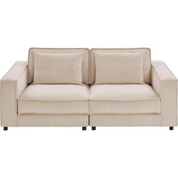 ATLANTIC HOME COLLECTION 2-Sitzer &raquo;Valan&laquo; XXL-Sitzfl&auml;che, mit Cord-Bezug, frei stellbar, mit Wellenunterfederung beige