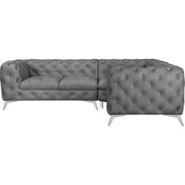 LEONIQUE Chesterfield-Sofa »Ecksofa GLYNIS L-Form mit Wellenunterfederung, Maße B/T/H 264/204/75cm« aufwändige Knopfheftung, moderne Chesterfield...