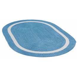 Gino Falcone Teppich &raquo;Benito&laquo; oval 6 mm H&ouml;he Flachgewebe, Uni-Farben, mit Bord&uuml;re, In- und Outdoor geeignet blau Kunstfaser