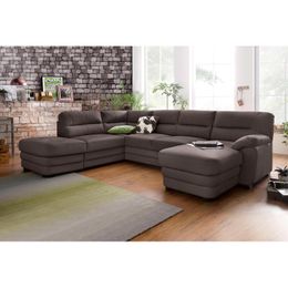 COTTA Wohnlandschaft &raquo;Royale U-Form&laquo; wahlweise mit Bettfunktion braun Luxus-Kunstleder, frei im Raum stellbar;Luxus-Microfaser (100% Polyester), frei 