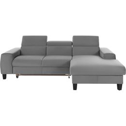 COTTA Ecksofa »Morven L-Form mit Kopfteilverstellung« wahlweise mit Bettfunktion, Bettkasten & Wireless-Charger light grey