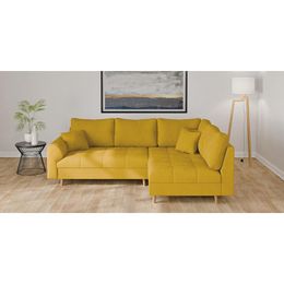 Home Affaire Ecksofa &raquo;CHARRE L-Form mit Ottomane, Ma&szlig;e B/T/H: 231/161/81 cm&laquo; feine Steppung, lose R&uuml;cken- und Zierkissen, auch in Cord und Boucl&eacute; gold