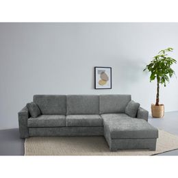 Home Affaire Ecksofa »Roma "M" Matratzenhöhe 14 cm, Dauerschlaffunktion, mit Unterfederung, « Liegemaße ca 143x198 cm, L-Form dunkelgrau