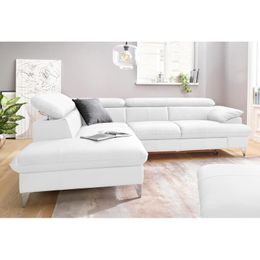 COTTA Ecksofa &raquo;Caluso L-Form&laquo; mit Kopfteilverstellung, wahlweise mit Bettfunktion & Bettkasten wei&szlig; Kunstleder SOFTLUX ;NaturLEDER (echtes Rindsleder)