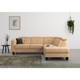 Sit & More sit&more Ecksofa &raquo;Belluci L-Form&laquo; inklusive Federkern, wahlweise mit Bettfunktion und Bettkasten braun