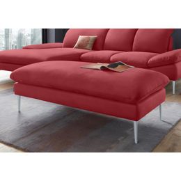 W.Schillig Hocker &raquo;enjoy&MORE&laquo; F&uuml;&szlig;e silber matt, Breite 151 cm rot Chenille-Flachgewebe R66 (85% Polyester, 15% Nylon);Longlife Xtra-Leder Z59: 