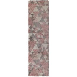 FLAIR RUGS Hochflor-L&auml;ufer &raquo;Nuru&laquo; rechteckig 30 mm H&ouml;he rosa Kunstfaser