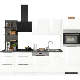 KOCHSTATION Küchenzeile »KS-Brindisi Breite 280 cm« wahlweise mit E-Geräten und Induktion, mit MDF-Fronten und Regal Küche: weiß + Front: weiß...