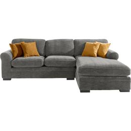 Home Affaire Ecksofa »Broughton L-Form« weicher Sitzkomfort, incl. 4 Zierkissen, Keder grau