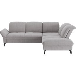 Sit & More SIT&MORE Ecksofa »Leandro L-Form« Wahlweise mit Bett-, Kopfteil - und Armlehnfunktion, sowie Stauraum silber