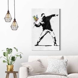 Reinders Deco-Panel &raquo;Banksy - flower bomber&laquo; schwarz Holzwerkstoff