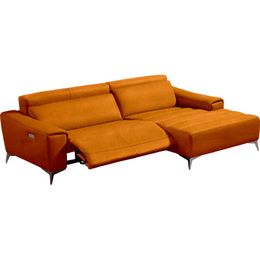 Egoitaliano Ecksofa &raquo;Suzette, Designsofa mit hohem Sitzkomfort&laquo; mit Recamiere, inkl. 1 elektronischen Relaxfunktion, L-Form braun Luxus-Micofaser Lederoptik (100%