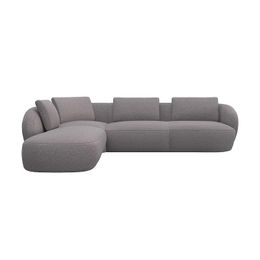 FLEXLUX Ecksofa »Torino, rund, L-Form, Sofa-Ecke mit Ottomane« Modernes, organisches Sofa-Design, Kaltschaum, Wellenunterfederung Latte