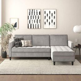 DOREL HOME Ecksofa »Presley, L-Form, « Ecksofa mit Bett-Funktion und Stauraum, verstellbare Rückenlehne grau