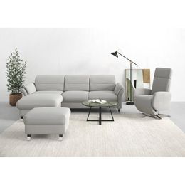 Sit & More SIT&MORE Ecksofa »Grenoble L-Form mit Federkern« wahlweise mit Bettfunktion, Bettkasten, Arm- und Kopfteilverstellung silver