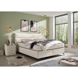 ED EXCITING DESIGN Boxspringbett »Vlieland« Premium 9-Zonen-Tonnentaschenfederkern Duo-Matratze mit Kokosmatte creme