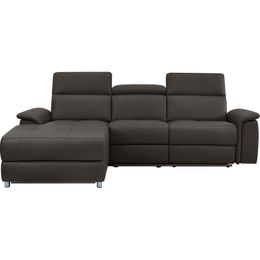 Places of Style Ecksofa »Pareli, L-Form, 259cm, m. Recamiere, Echtleder, Kunstleder, Webstoff« man. o. elektr. Relaxfunktion, USB/Kopfteilverstellg...