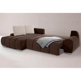 Inosign Ecksofa »Bono L-Form« wahlweise mit Bettfunktion dunkelbraun/creme