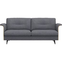 FLEXLUX 2, 5-Sitzer »Glow Sofa, Couch, « Premium-Sitz: Kaltschaum & Federkern, Arml. geölte Eiche, Fuß Alu Navy Blue