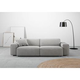 Andas Big-Sofa »Glimminge auch in Breitcord, Feincord + Easy care-Bezug, « besondere Kedernähte Zierkissen light grey