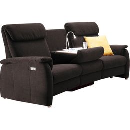 Home Affaire Sofa »Turin« mit motorischer Relaxfunktion, Tisch, Leuchte + USB-Ladestation mittelbraun