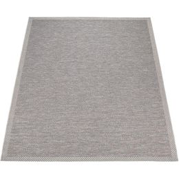 Paco Home Teppich &raquo;Vancouver 161&laquo; rund 4 mm H&ouml;he Flachgewebe, melierte Optik, mit Bord&uuml;re, In- und Outdoor geeignet beige Obermaterial: 100%...