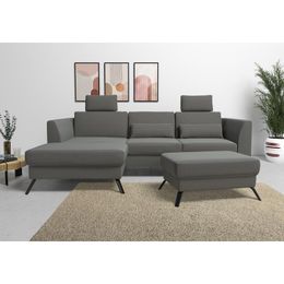 Sit & More SIT&MORE Ecksofa »Olsen L-Form« inklusive Sitztiefenverstellung, wahlweise mit Bettfunktion, 15cm hoch anthrazit