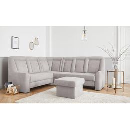Sit & More SIT&MORE Ecksofa »Melissa L-Form« klassisches Polsterprogramm, wahlweise Bettfunktion und Schubkasten silber