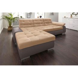 Sit & More sit&more Ecksofa &raquo;Ontario L-Form&laquo; XXL, wahlweise mit Bettfunktion braun Struktur (100% Polyester);Luxus-Microfaser ALTARA NUBUCK (100% Polyester);