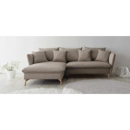 OTTO HOME Ecksofa »MERLE, 258 cm, L-Form, traumhafter Cord, « mit Bettfunktion und Bettkasten, Liegefläche 224 x 139 hellbraun