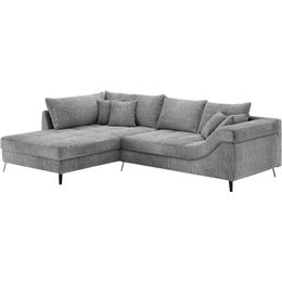 Ecksofa &raquo;Portofino L-Form&laquo; 4 Bezugsqualit&auml;ten, 13,5 cm hohe Metall-Profilf&uuml;&szlig;e in matt-schwarz grau Dolce (100% Polyester)