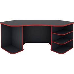 ByLiving Gamingtisch »Thanatos« Breite 198 cm, moderner Eckschreibtisch anthrazit/rot + anthrazit/rot + anthrazit/rot Gaming Schreibtisch passend...
