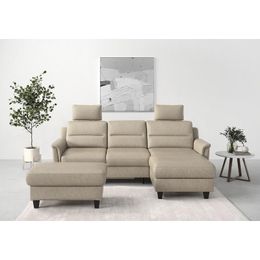 Sit & More SIT&MORE Ecksofa »Farö L-Form« inklusive Federkern, wahlweise mit Bettfunktion und Bettkasten beige