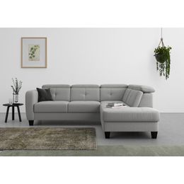 Sit & More SIT&MORE Ecksofa »Belluci L-Form« inklusive Federkern, wahlweise mit Bettfunktion und Bettkasten grey