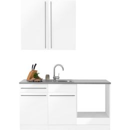 Wiho-K&uuml;chen WIHO K&Uuml;CHEN K&uuml;chenzeile &raquo;Chicago&laquo; wahlweise mit E-Ger&auml;ten, Breite 160 cm K&uuml;che: wei&szlig; + Front: Wei&szlig; Glanz + Korpus: wei&szlig; + Arbeitsplatte: Canvas...