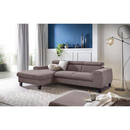 COTTA Ecksofa &raquo;Morven L-Form mit Kopfteilverstellung&laquo; wahlweise mit Bettfunktion, Bettkasten & Wireless-Charger grau Microfaser PRIMABELLE (100% 