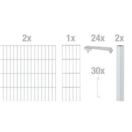 Alberts Gabionenzaun »Cluster-Gabionen Anbauset« feuerverzinkt, 2 m breit, versch. Höhen silber