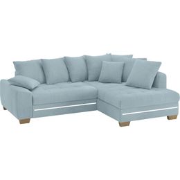 MR. COUCH Ecksofa »Nikita II, L-Form« mit Kaltschaum, RGB-LED Beleuchtung, wahlweise mit Bett, Bettkasten Novaclean Avanti 14 blue grey