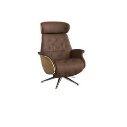FLEXLUX Relaxsessel »Volden elektrischer Funktionsessel« Größe M, Rücken & Fußteil elektrisch, Akku, Arml. Eiche, Fuß Alu Modern Cognac Brown