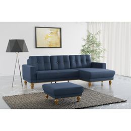 Sit & More SIT&MORE Ecksofa »Orient 5 L-Form« mit Strass-Stein, wahlweise mit Bettfunktion und Bettkasten blau