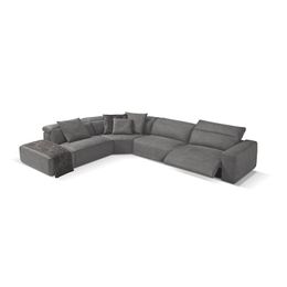 Egoitaliano Ecksofa &raquo;Beverly, extravangantes Designsofa mit erstklassigem Sitzkomfort&laquo; wahlweise mit elektrischer Relaxfunktion, Kopfteilverstellung grau Luxus-