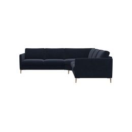 FLEXLUX Ecksofa &raquo;Fiore, gleichschenklig, bequem durch hochwertigem Sitzaufbau&laquo; schmale Armlehnen, Kaltschaum, F&uuml;&szlig;e Alu+ Eiche blau 100% Polyester