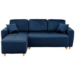 Home Affaire Ecksofa »Scania L-Form« wahlweise mit Bettfunktion und Bettkasten blau